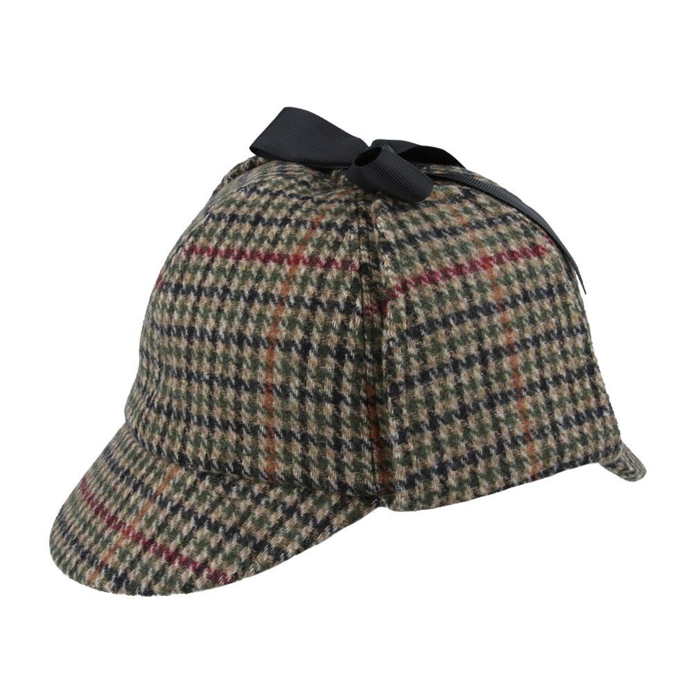 Deerstalker Hat Wool Mix Sherlock Holmes Earflaps Tweed Hunting Drop ...