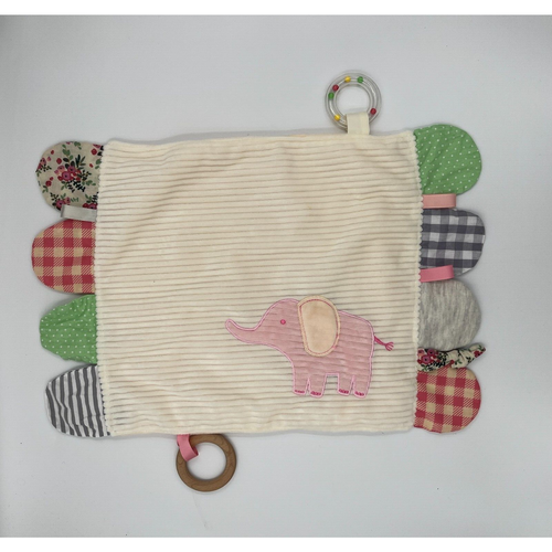 Modern Baby Pink Elephant Security Blanket Teether Taggie Crinkle Lovey ...