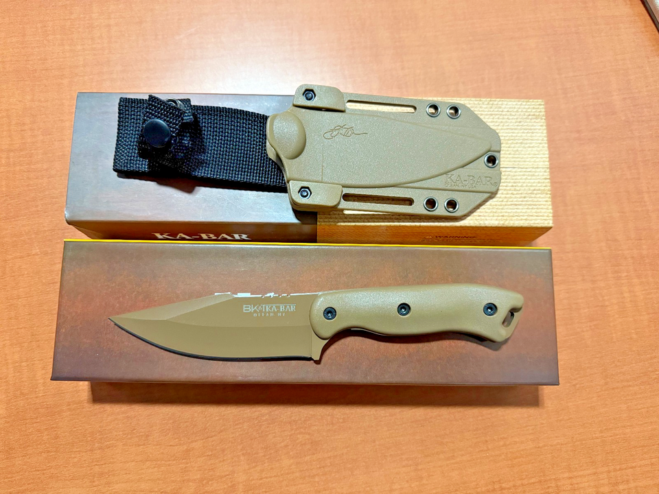 KA-BAR BK18 BECKER HARPOON FIXED BLADE KNIFE (BROWN) 1095 w/ Celcon ...