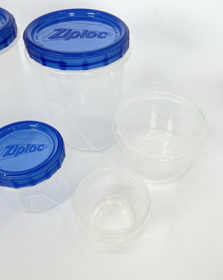 6 Ziploc Twist n Lock Round Plastic Storage Containers w/Lids 32, 16, 8 ...