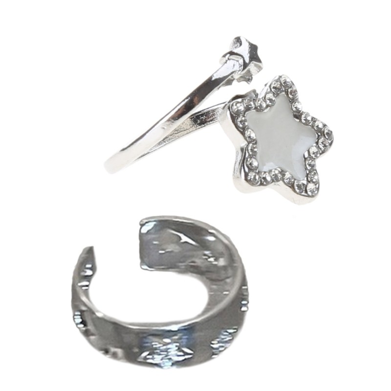 Fashion Five-Pointed Stars Rings Punk Stackable Rings Statement Jewelry ...