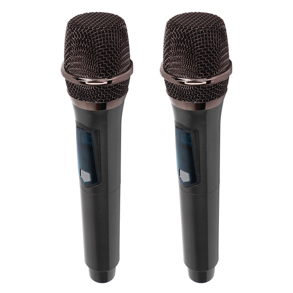 Wireless Microphone Metal Dual Handheld Cordless Dynamic Auto Connect ...