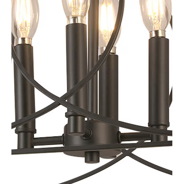 Allen Roth Providence 4 -Light 18.25-in Matte Black Semi Flush Mount ...