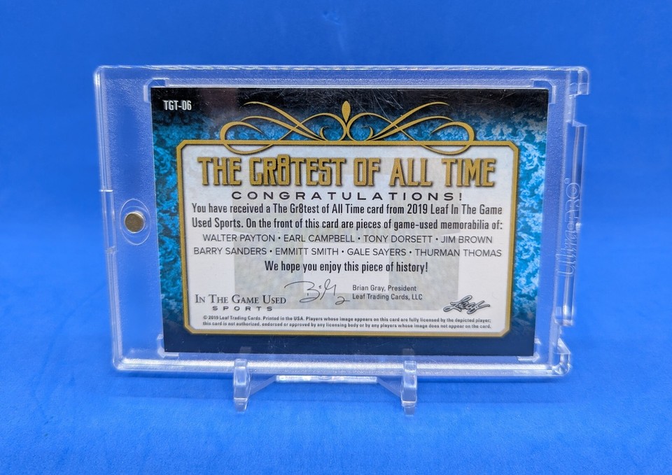 2019 Leaf Gr8test Relic #d/2 Payton Sanders Brown Sayers Emmitt Dorsett ...