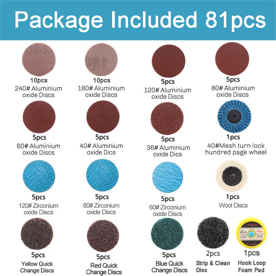 81Pcs 50mm R-type Roloc Quick Change Discs Abrasive For Die Grinder ...