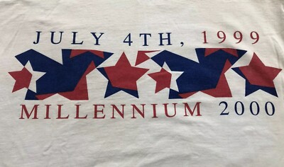 VTG. JULY 4th 1999 MILLENNIUM 2000 Welcoming New Era USA Adult RARE T ...