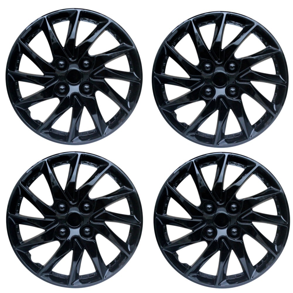 15" Set of 4 Black Wheel Covers Snap On Full Hub Caps fit R15 Tire ...