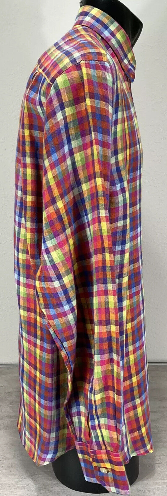 Scott Barber Long Sleeve Linen Shirt Sz M Plaid | eBay