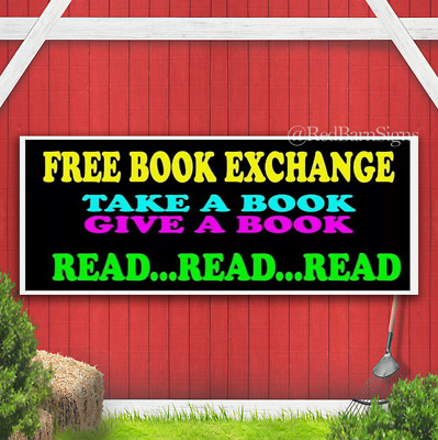 FREE BOOK EXCHANGE READ Banner Sign with grommets | eBay