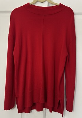 Red Talbots Crew Neck Long-Sleeve Tunic Length Sweater XL Excellent ...