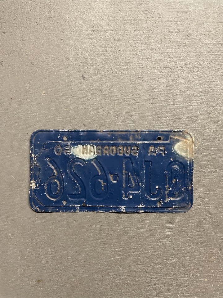 VINTAGE 1960 PENNSYLVANIA LICENSE PLATE BLUE/YELLOW SUBURBAN QJ4-626 ...