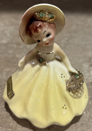 Vtg Josef Originals August Tilt Head Girl Yellow Peridot Gold Accents 1 ...