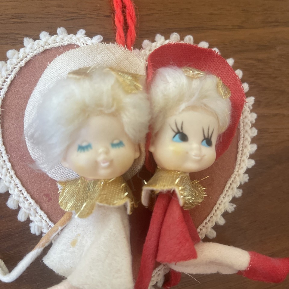 Valentines Pixies Knee Hugger Ornament Napco Japan Red Heart Pixie 50s ...