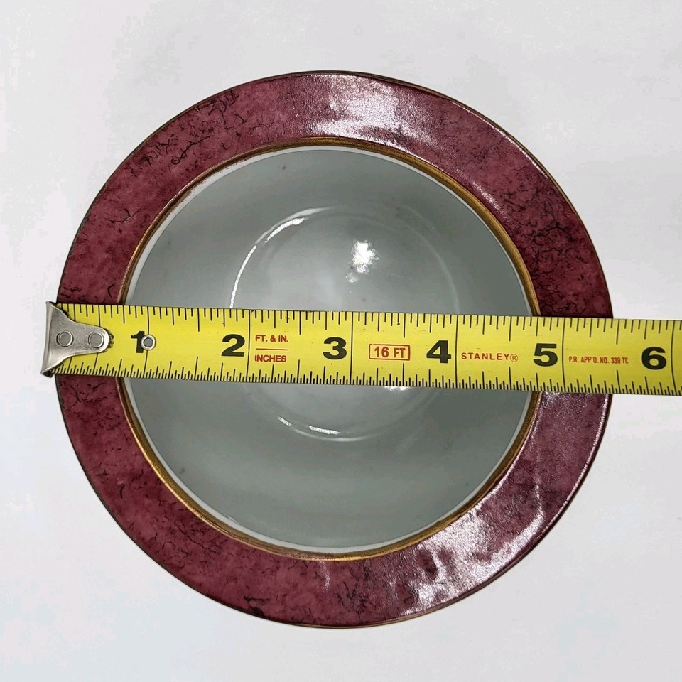 Vintage Andrea by Sadek Fleur de Lis Burgundy Maroon Gold Planter ...