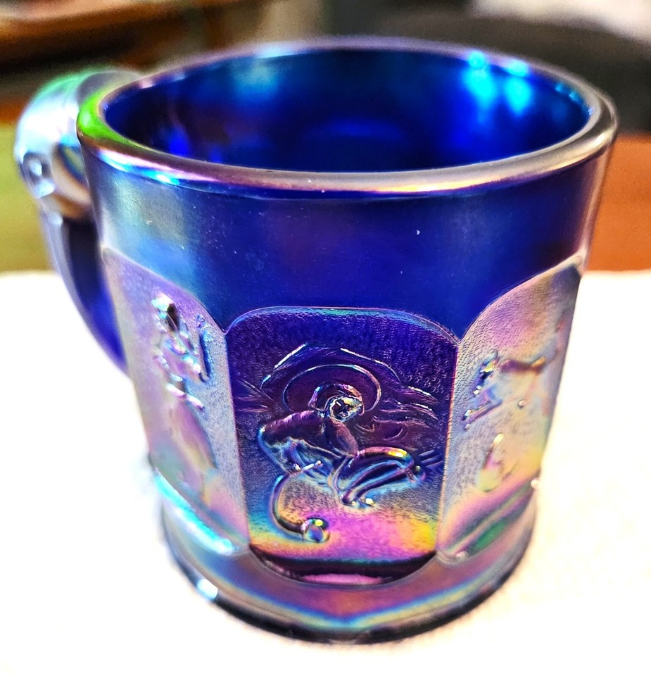 Imperial / Heisey Carnival Glass Cobalt Blue Storybook Rhyme Cup / Mug ...