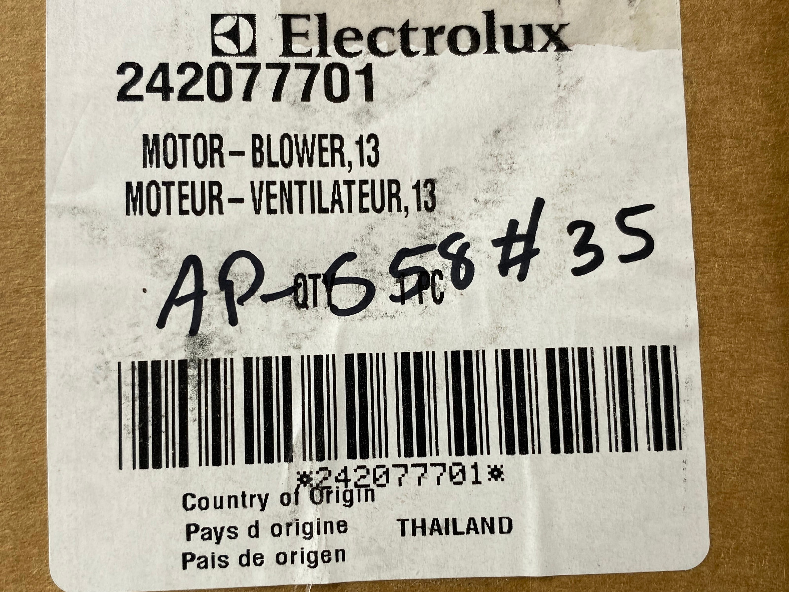 Frigidaire Refrigerator Evaporator Fan Motor 242077701 for sale online ...