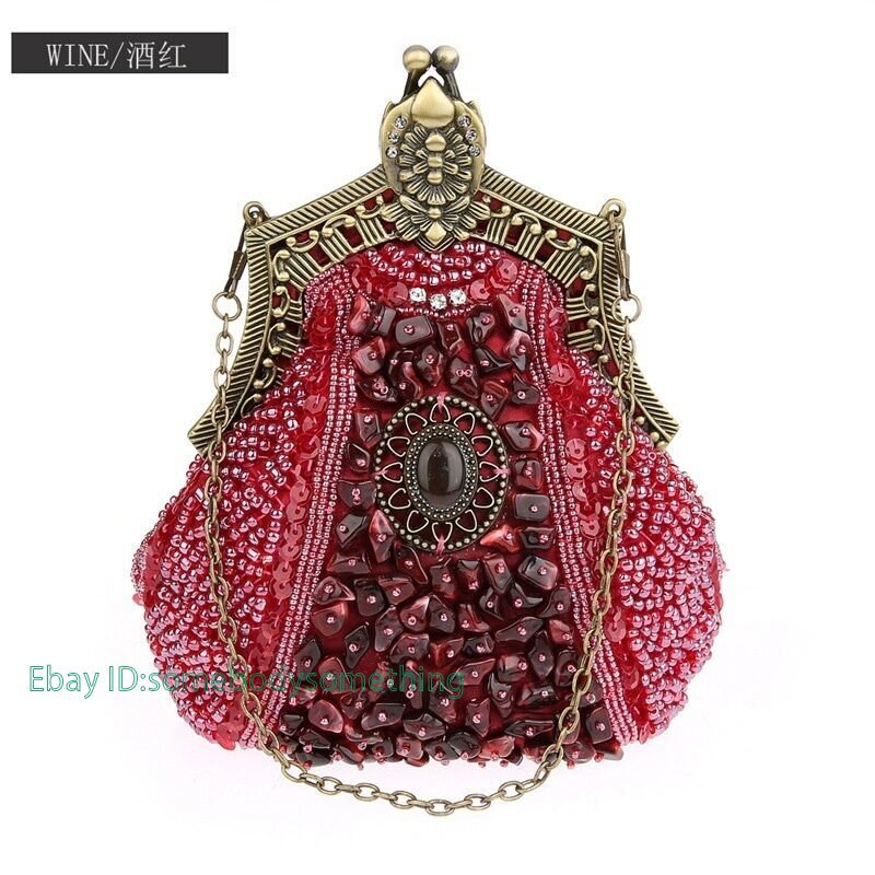 Vintage Women's Beaded Purse Stone Handbag Elegant Dinner Bag | eBay