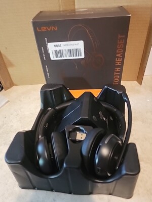 LEVN Bluetooth 5.0 Wireless Headset Microphone Noise Cancelling ...