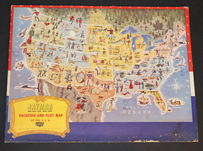 VTG JAYMAR CHILDREN'S PUZZLE VACATION & PLAY UNITED STATES MAP PRE ...