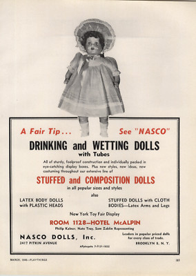 1948 PAPER AD Nasco Drinking Wetting Doll Stuffed & Compostion Dolls | eBay