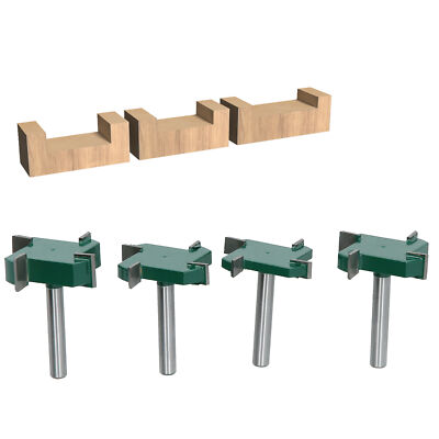 4pcs/set 1/4 Shank Four Edge T‑Slot Slotting Router Bit Milling Cutter ...