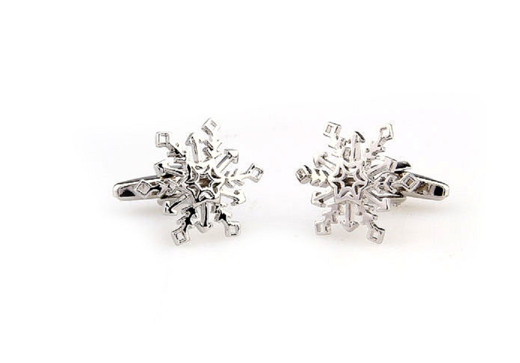 Snowflake Pair Cufflinks Cut Out Christmas Fancy Gift Box & Polishing ...