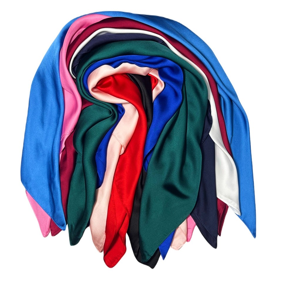 Square Satin silk Scarves Plain Neck Scarf 50s Retro Women Scarf ...