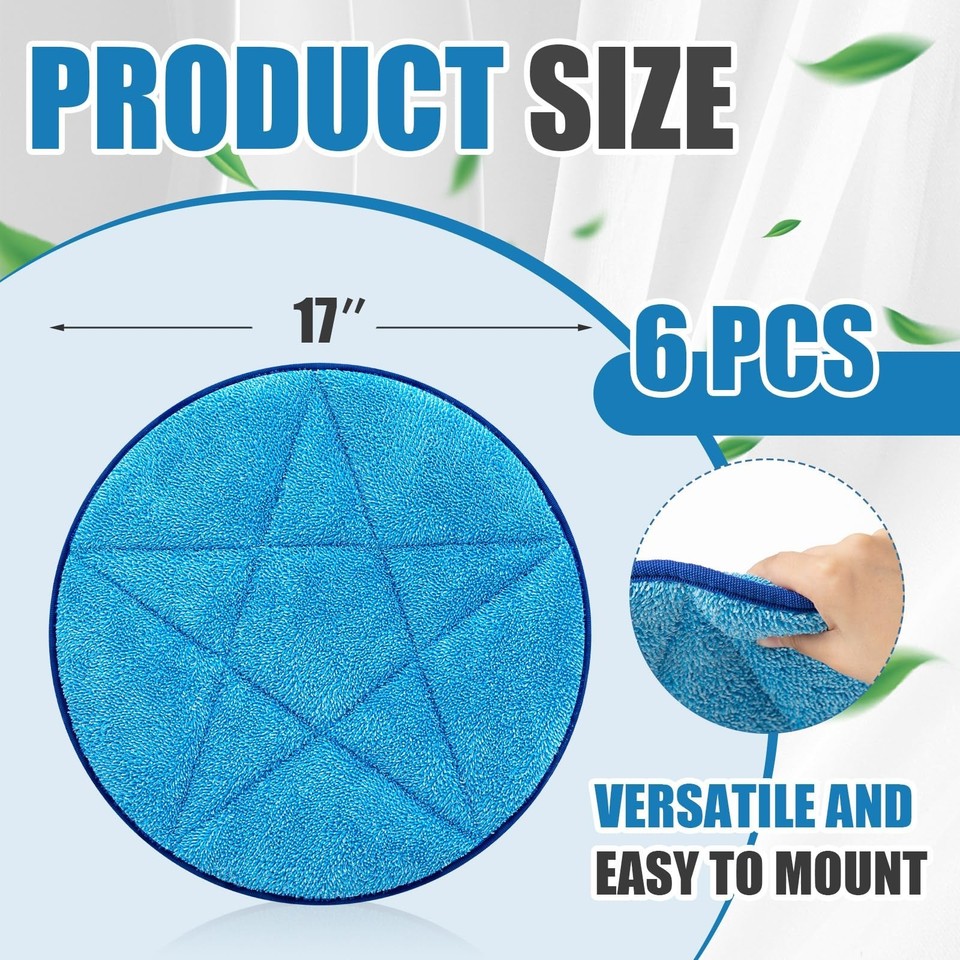 Tioncy 6 Pcs 17 Inch Commercial Microfiber Carpet Bonnet Mopping ...