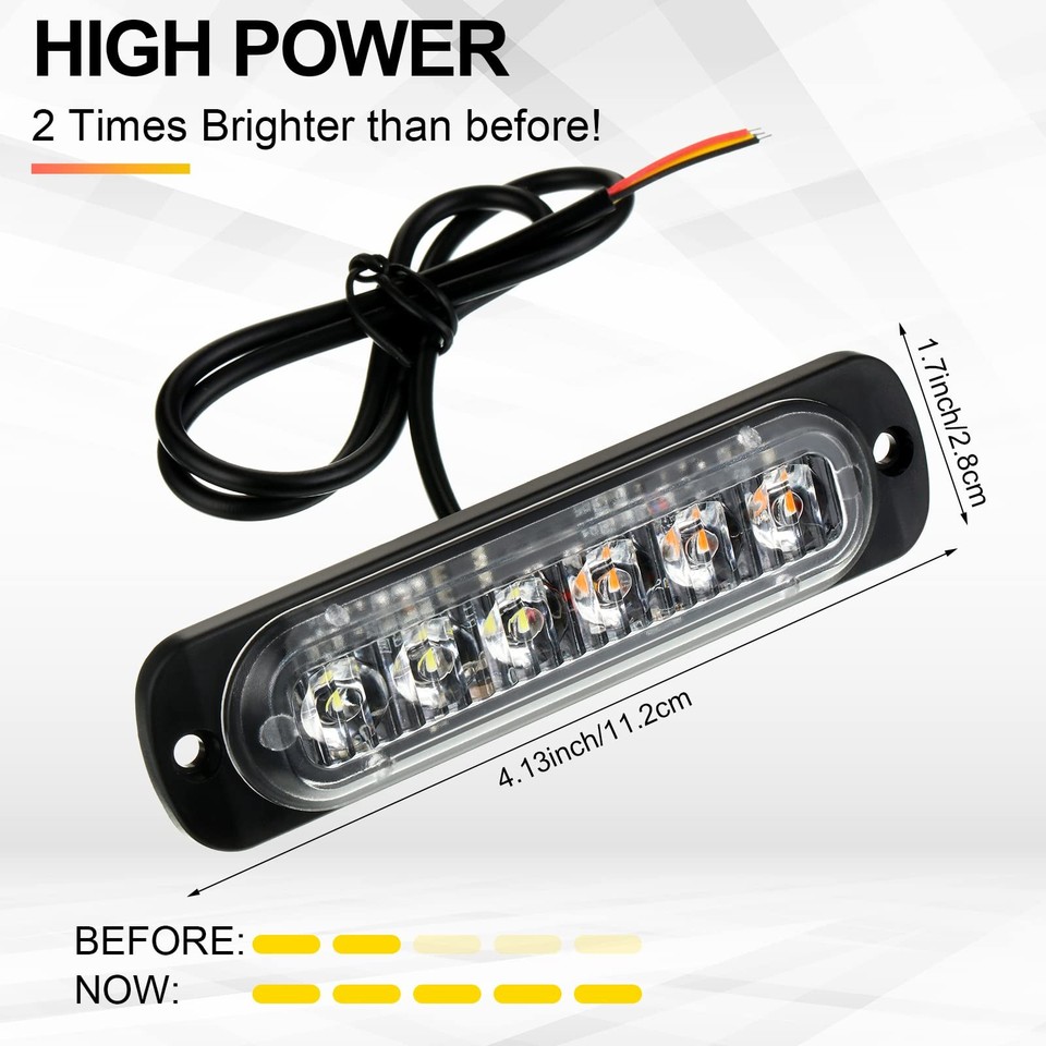 20 Pack Led Emergency Strobe Lights 6 Led Amber White Surface Mount Fl ...
