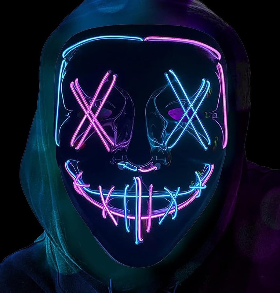 Light Up Mask, LED Light up Masks, The Purge Mask with 3 Lighting Modes ...