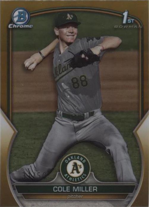 2023 Bowman Draft - Chrome Cole Miller #BDC-51 Gold Refractor /50 (RC ...