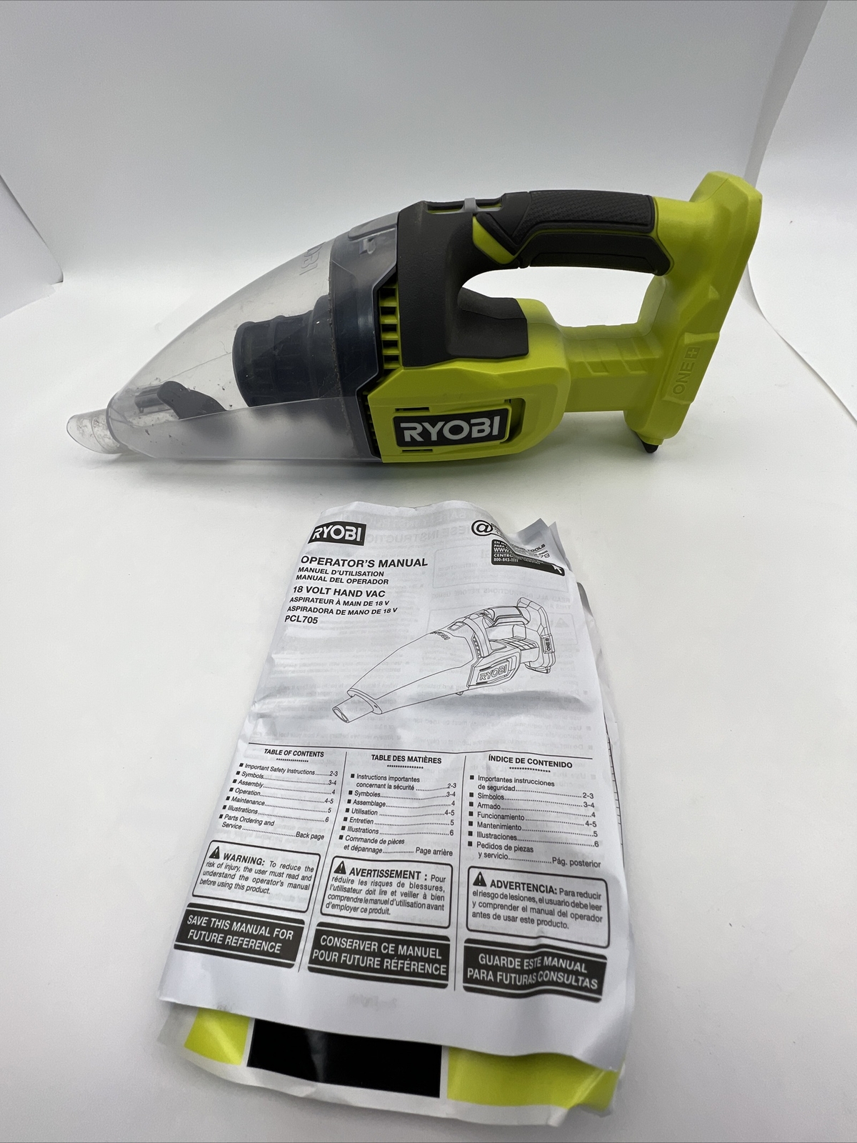 Ryobi ONE + 18V Handheld Vacuum Multi-Surface Cordless Tool Only ...