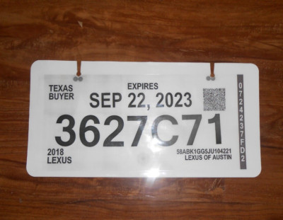 Dealership License Plastic Plate (Temporary ) Lexus of Austin, Tx. | eBay