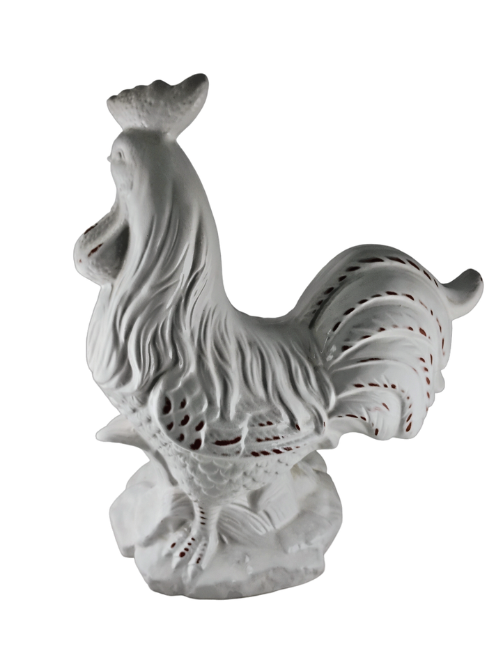 Large White Ceramic Rooster Sculpture - 12" Tall | eBay