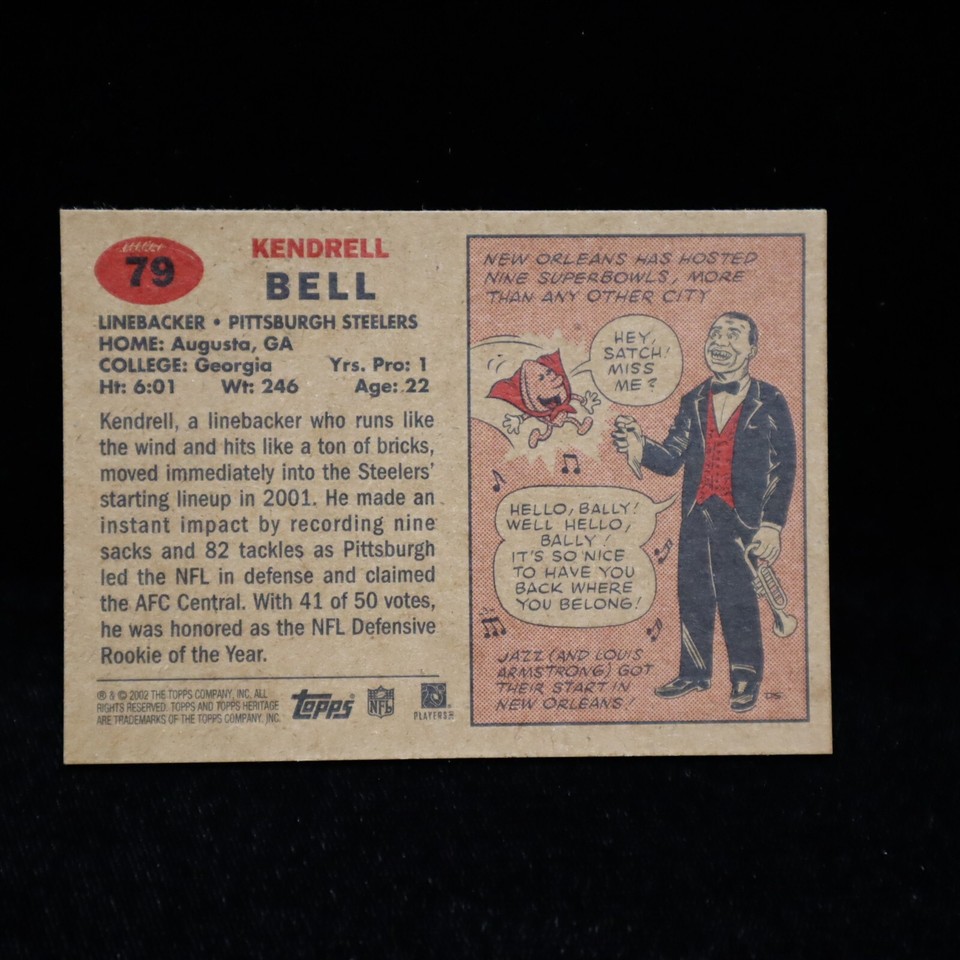 2002 Kendrell Bell RC Pittsburgh Steelers Topps #79 | eBay