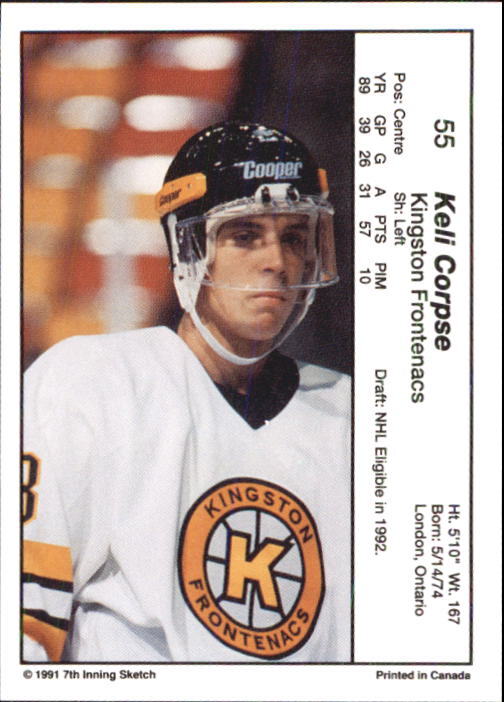 1990-91 7th Inning Sketch OHL #55 Keli Corpse | eBay