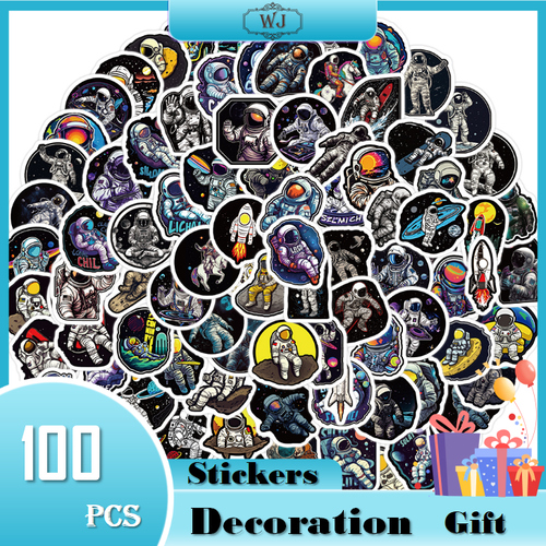 100pcs Space Astronauts Planet Outerspace Stickers Waterproof Laptop ...