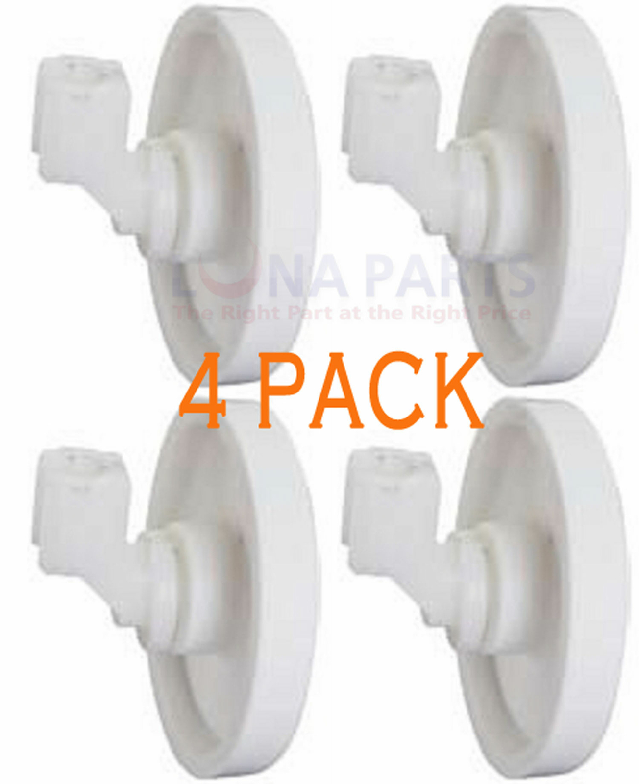 4 PACK NEW 154174401 DISHWASHER LOWER RACK WHEEL & CLIP FITS FRIGIDAIRE ...