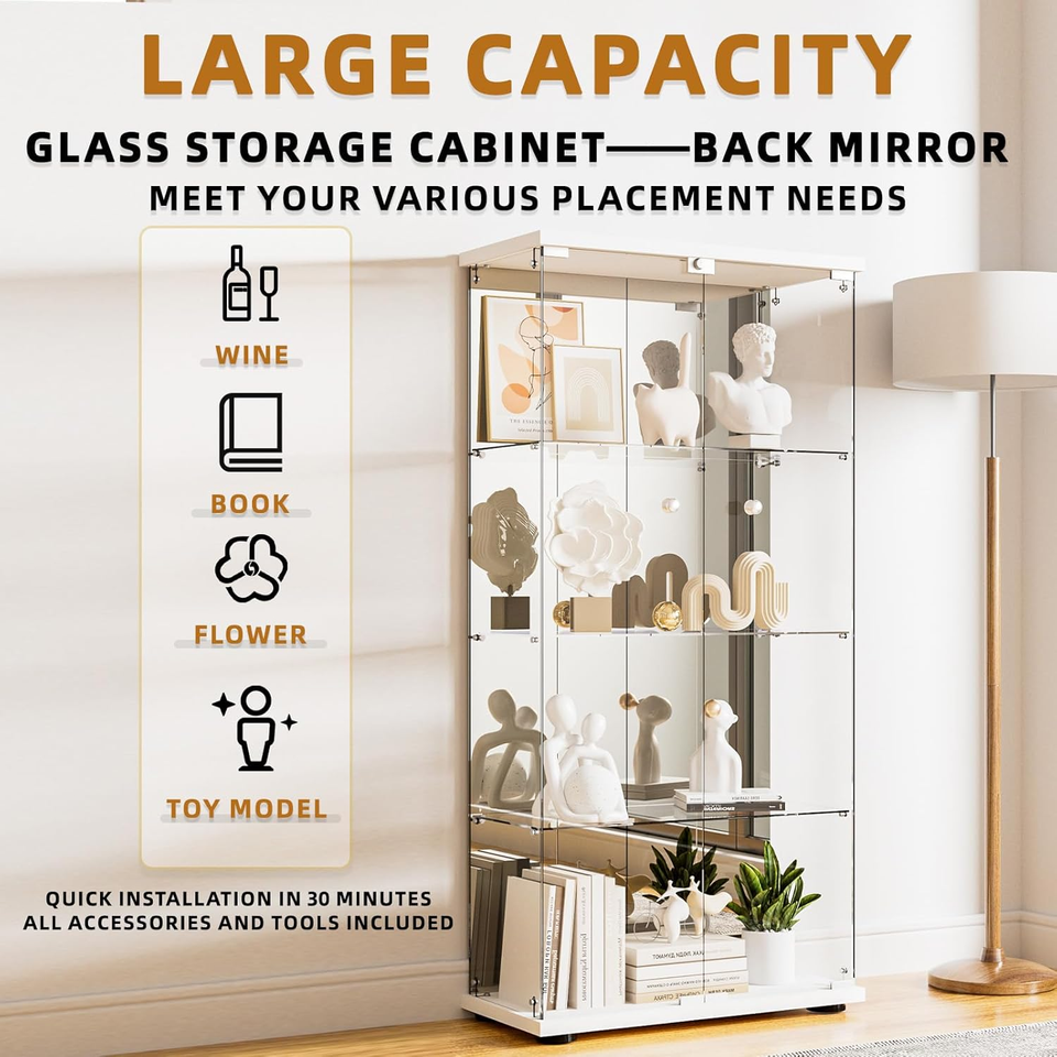 Glass Display Cabinet Curio Cabinets vintage Display Trophy antique ...