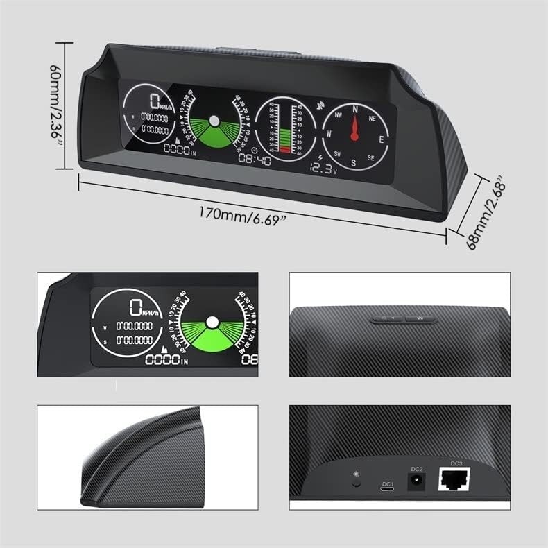 Car Inclinometer Off-road Clinometer for Pitch & Roll Angle, Slope ...