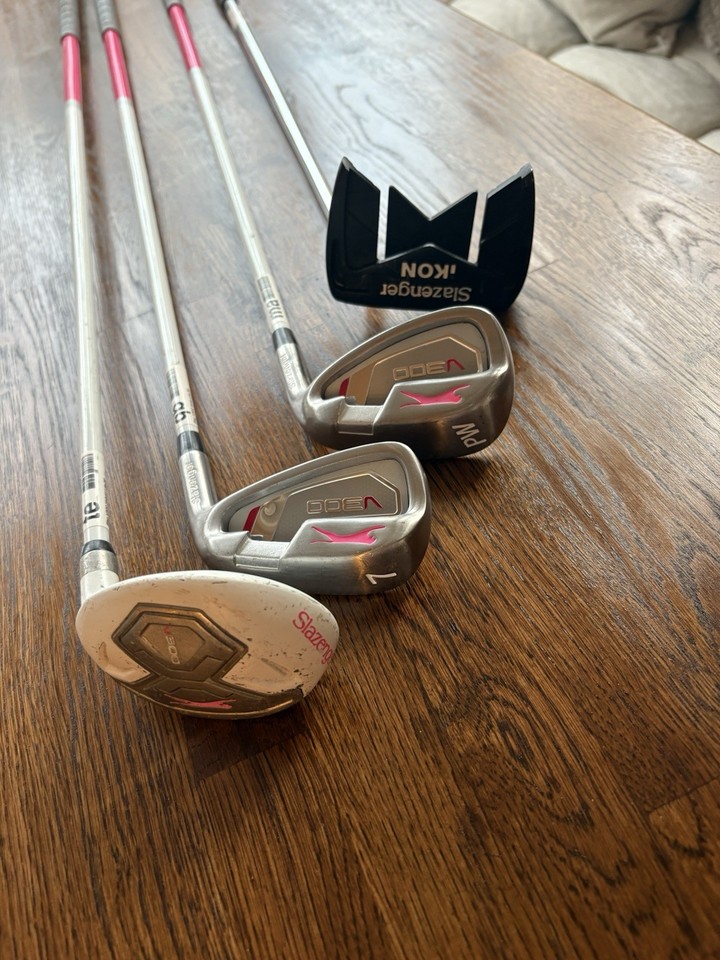 slazenger junior golf club set pitching wedge, 7 wood, 5 wood and ...