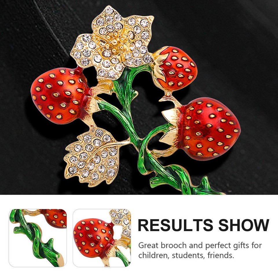 Vintage Strawberry Badge Flower Design Brooch Pin Aesthetic Jewelry ...
