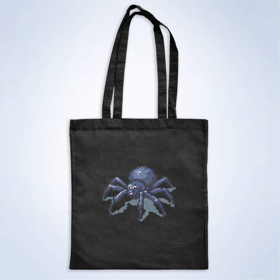 'Crawling Spider Pixel Art' Classic Black Tote Shopper Bag (ZB00021218 ...
