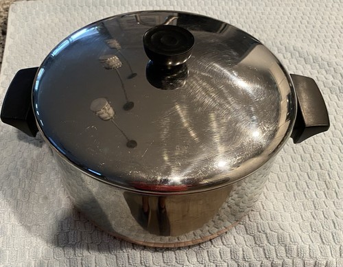 REVERE WARE COPPER BOTTOM STOCK POT 4 1/2 QT WITH LID #4 | eBay