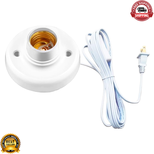 15ft Light Socket with Cord E26/ E27 Light Bulb Socket On/Off Switch ...