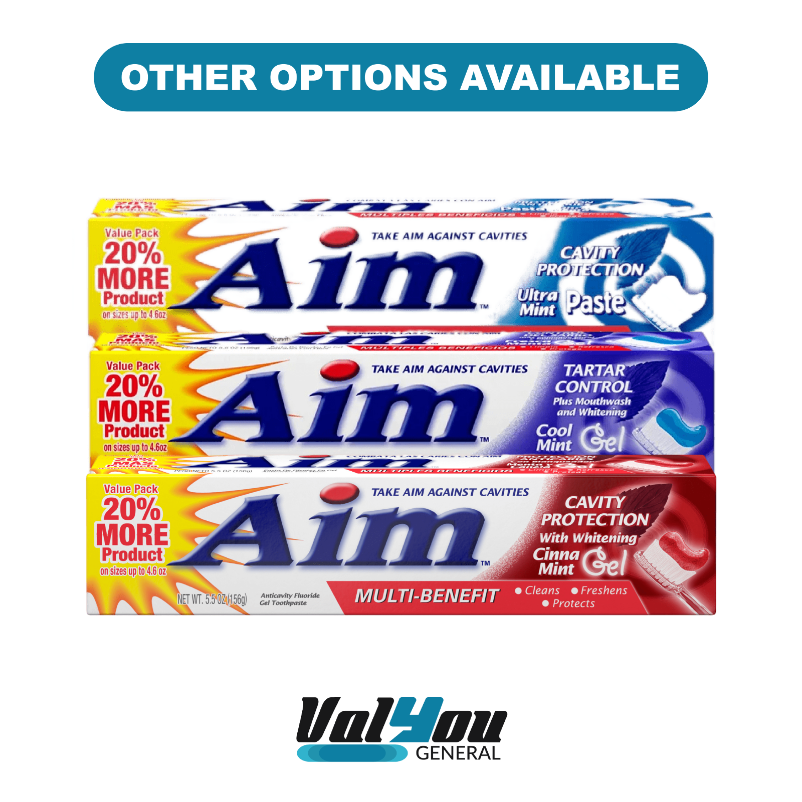 12x Packs AIM Multi Benefit Tartar Control Cool Mint Gel Toothpaste | 5 ...