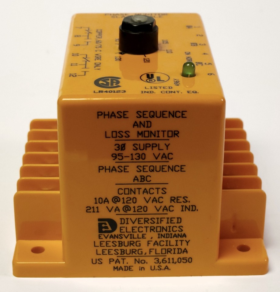 DE DIVERSIFIED ELETRONICS SLA 120 ALE Phase Monitor 95-130 VAC Phase ...