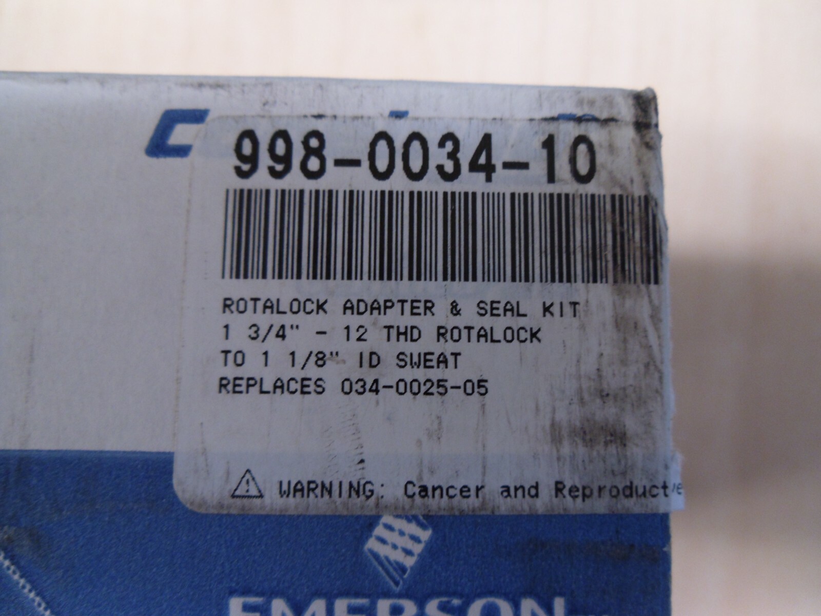 copeland 998-0034-10 1 3/4" 12 THD Rotalock Adapter & seal kit R 034 ...