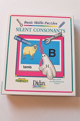 Didax Basic Skills Puzzle Set - Silent Consonants - 27 Self-Matching ...