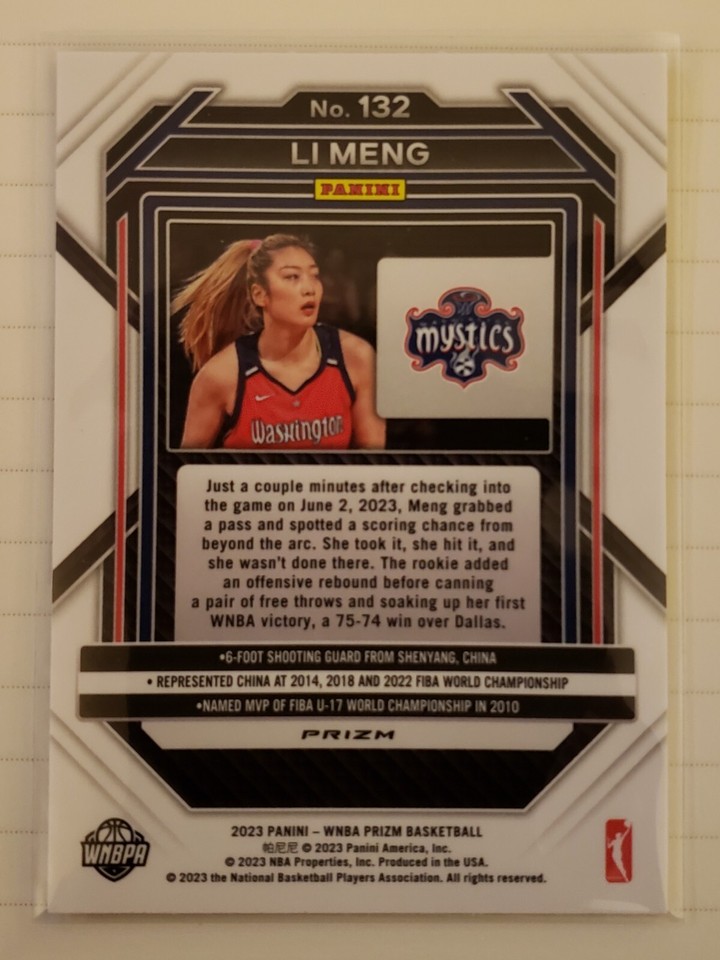 2023 Panini Prizm WNBA #132 Li Meng Washington Mystics Rookie Red Ruby ...